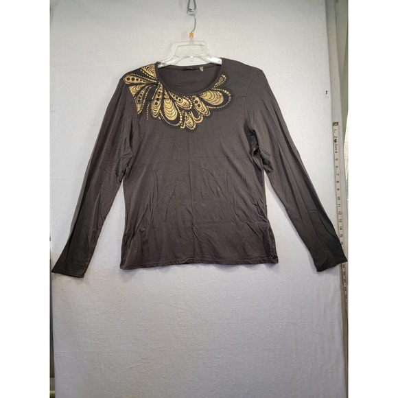 Tahari | Tops | Tahari Golden Foil Peacock Feather Design Sz Xl | Poshmark